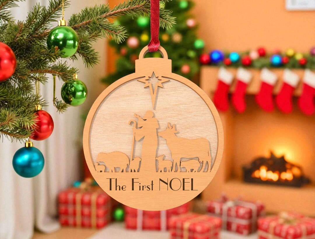 The First Noel Ornament Laser Cut File Svg, Shepherd Nativity Laser Cut ...