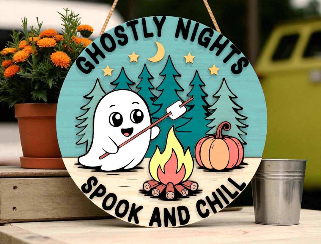 Ghostly Nights Spook and Chill Welcome Sign Digital Laser Cut SVG, Cute ...