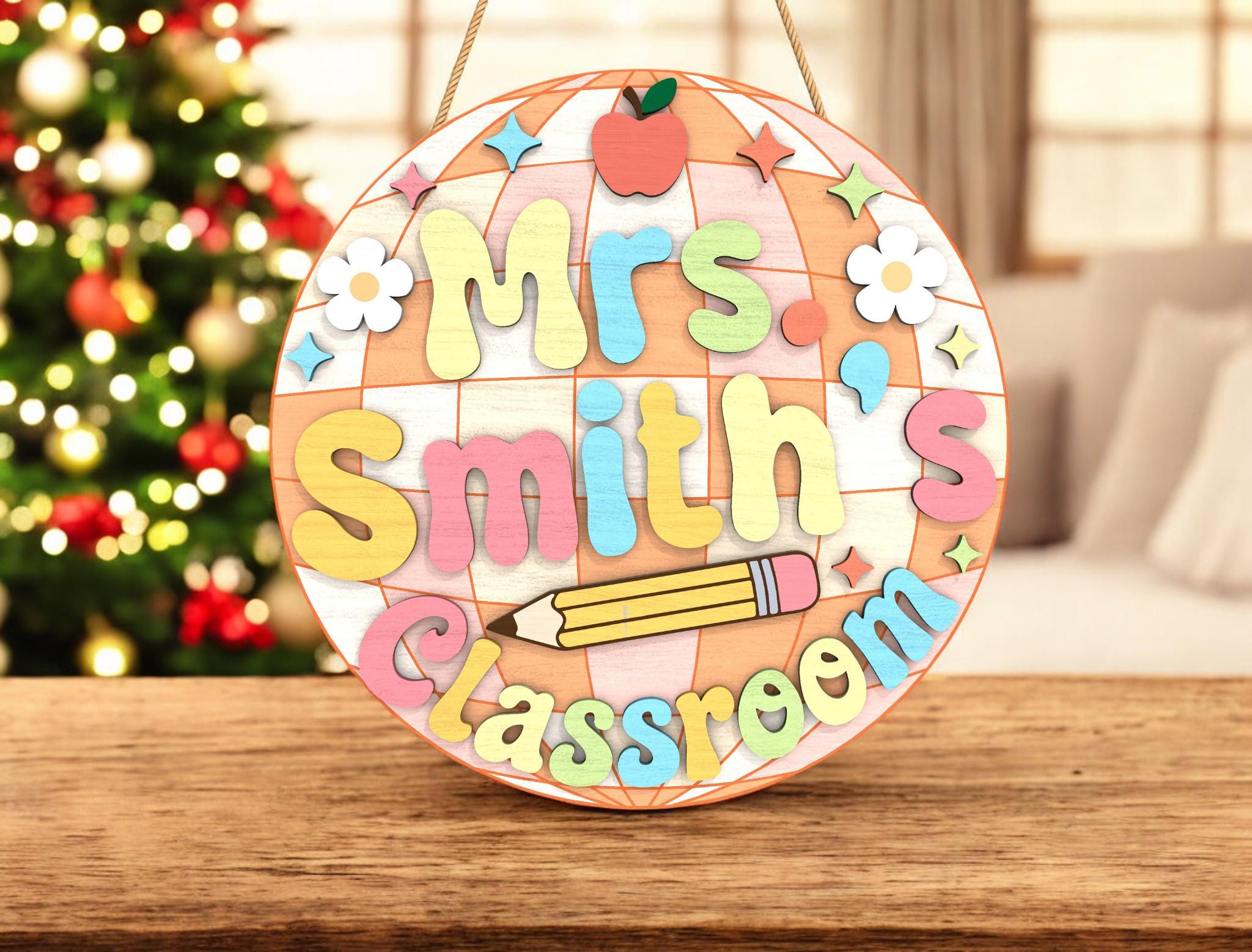 Mrs Smiths Classroom Sign SVG, Teacher Classroom Door Sign Laser Cut ...