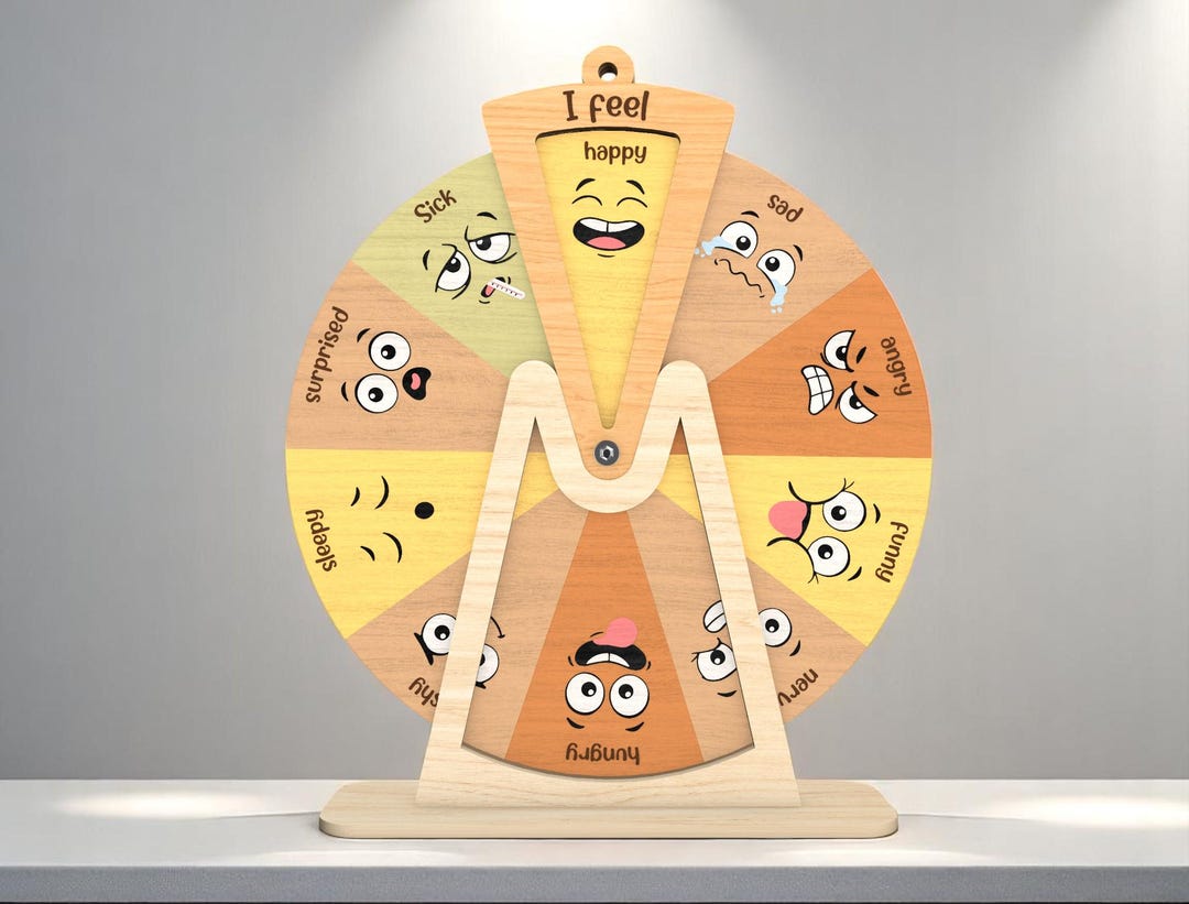 Feelings Wheel Laser Cut Emotion Board SVG , Kids Emotion Spinner ...