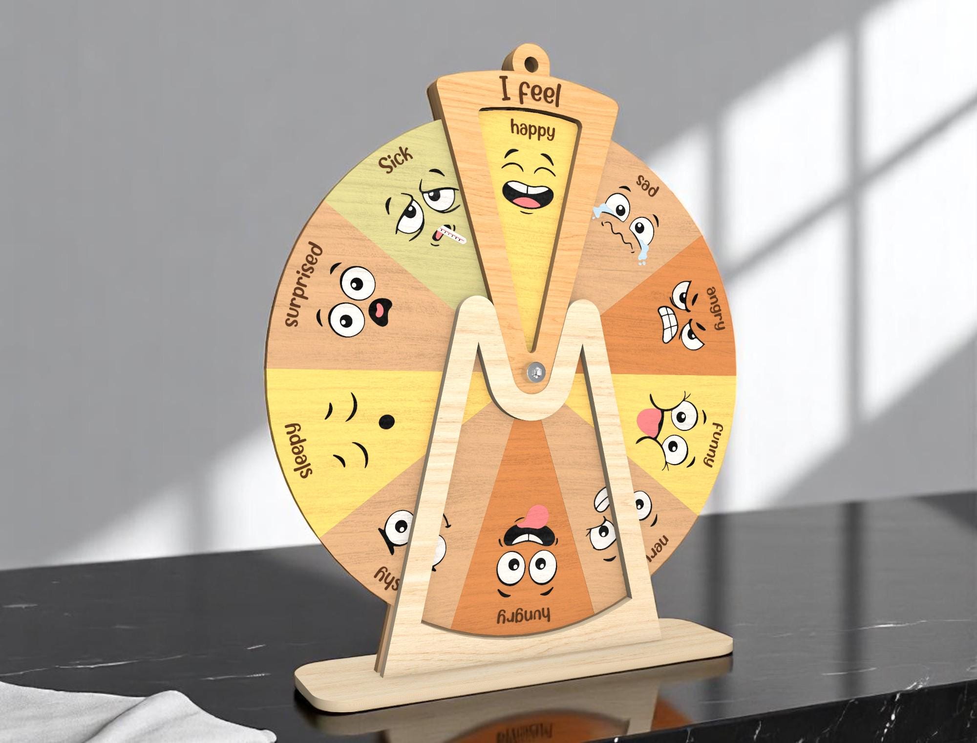 Laser Cut Feelings Wheel Emotion Board SVG , Kids Emotion Spinner ...