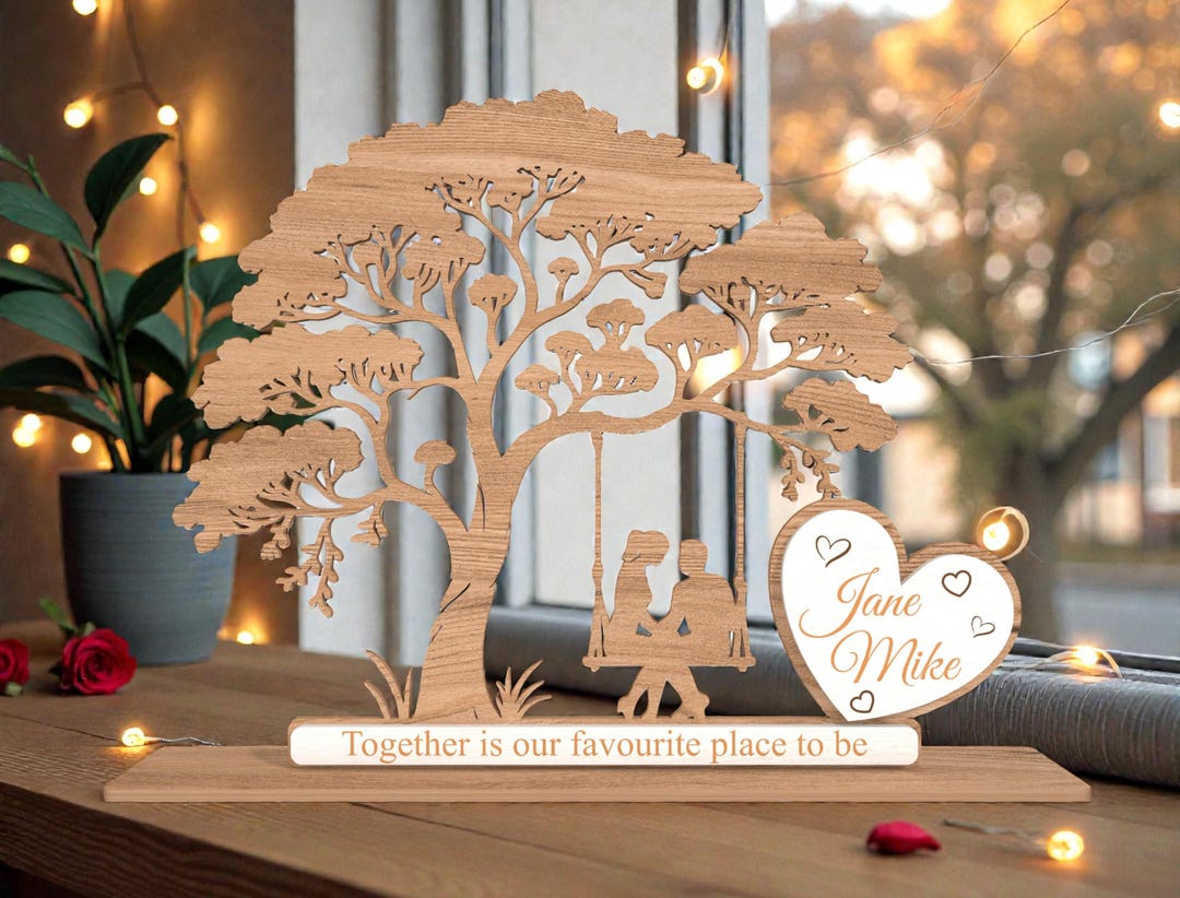 Personalized Couple Tree Swing Svg, Romantic Love Scene Laser Cut File ...