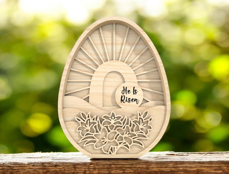 Empty Tomb Layered 3D Egg Laser Cut File Svg, He is Risen Easter Svg ...