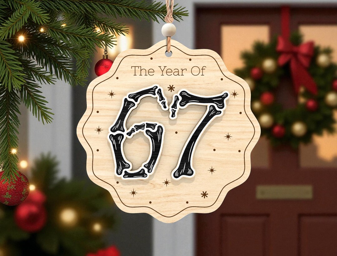 Funny Hand Sign Ornament Laser Cut File Svg, the Year of 67 Ornament ...
