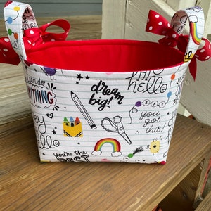 Teacher Room Teacher Gift Back to School Organizer Bin Storage Fabric ...