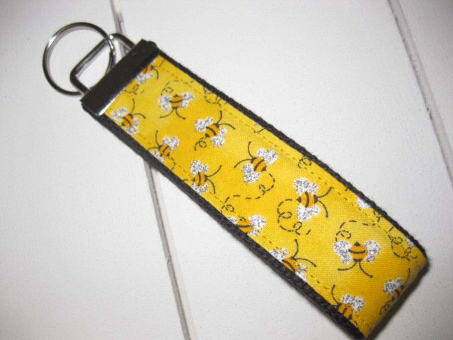 Yellow Black Glitter Bumble Bee Honey Bee Key Fob / Key Chain | Etsy