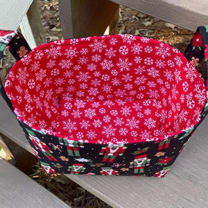Christmas Red Green Black Nutcracker Green Red Plaid Fabric Gift Basket ...