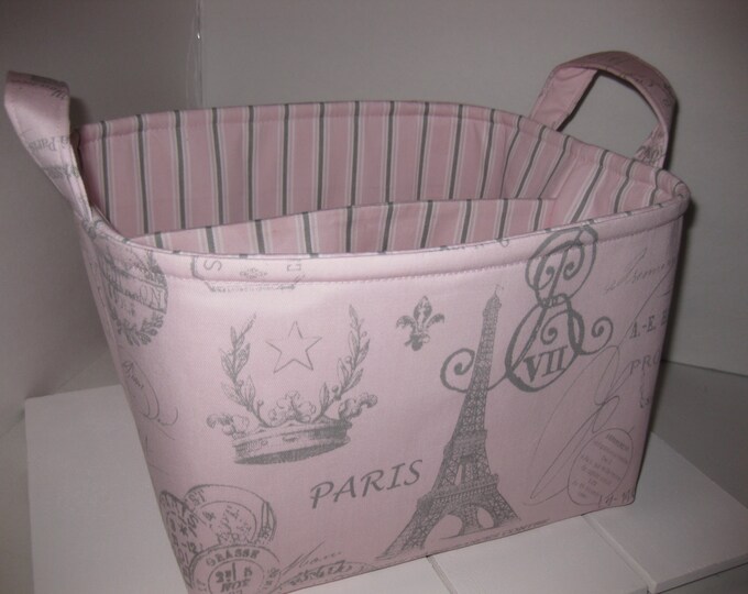 Large Diaper Caddy / Organizer Bin / Pink Grey Paris Stripes | Etsy