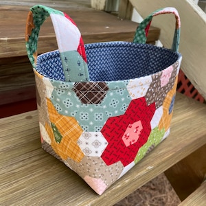 Patchwork Cheater Quilt Quilting Fabric Basket Organizer Bin Sewing Room- Personalization ...