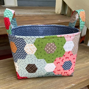 Patchwork Cheater Quilt Quilting Fabric Basket Organizer Bin Sewing Room- Personalization ...