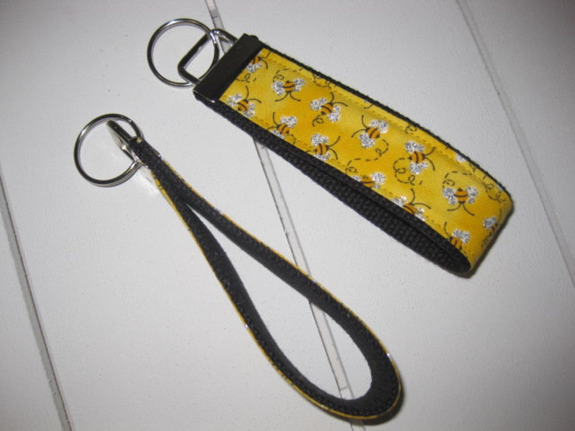 Yellow Black Glitter Bumble Bee Honey Bee Key Fob / Key Chain | Etsy