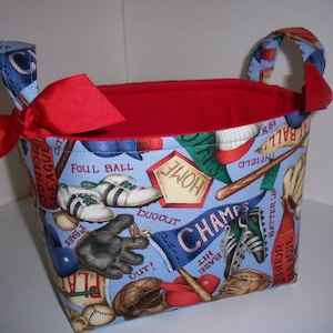 Baseball Play Ball Organizer Bin / Fabric Basket / Gift Bag / Small ...