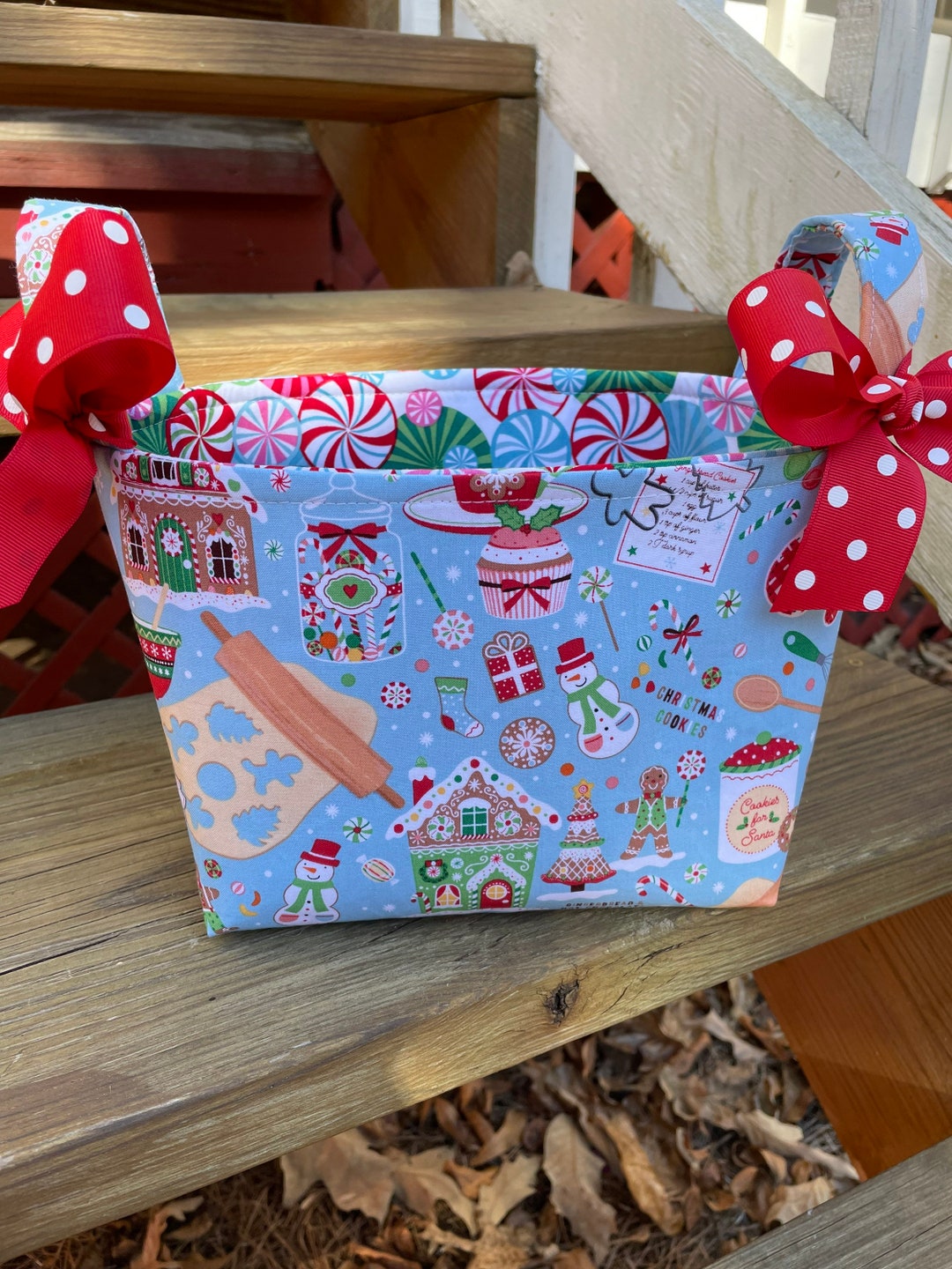 Christmas Cookies Baking Christmas Candy Fabric Basket Gift Bag Table ...