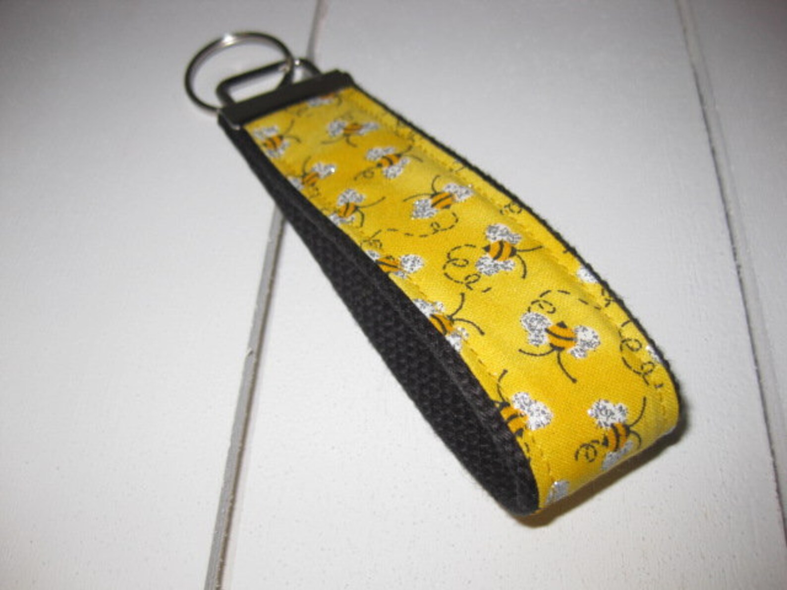 Yellow Black Glitter Bumble Bee Honey Bee Key Fob / Key Chain ...