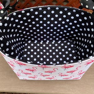 Pink Flamingo Basket, Flamingos Polka Dot Bag, Organizer Tote, Bucket ...