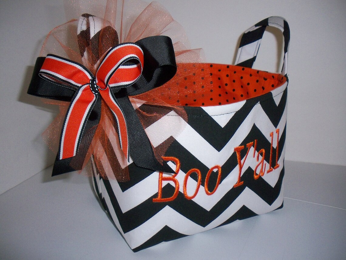 Personalized Halloween Basket Halloween Bucket Embroidered - Etsy