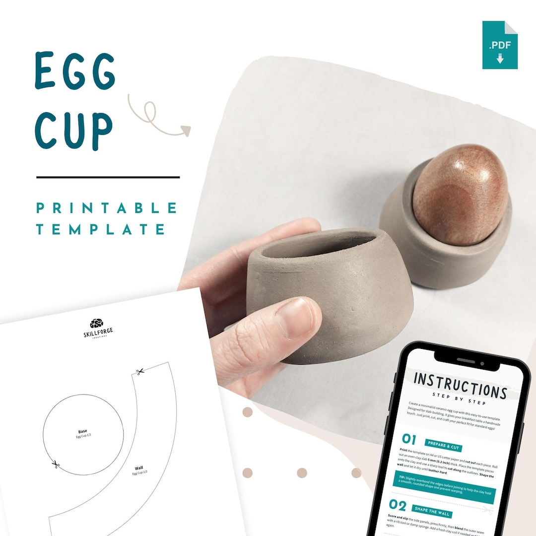 Egg Cup Template – Printable Pottery Stencil for Slab Ceramics | DIY ...