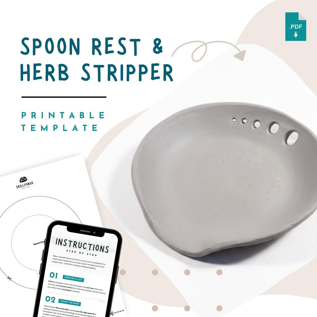 Spoon Rest Pottery Template – Printable Beginner Ceramic Pattern With ...