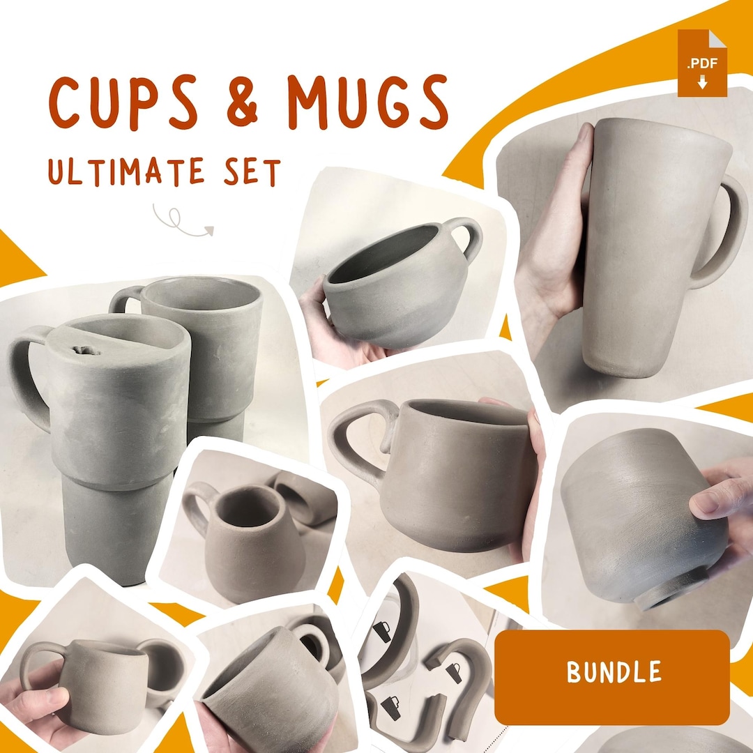 Mug & Cup Template Bundle Plus 9 Handles – Printable Ceramic Pottery ...