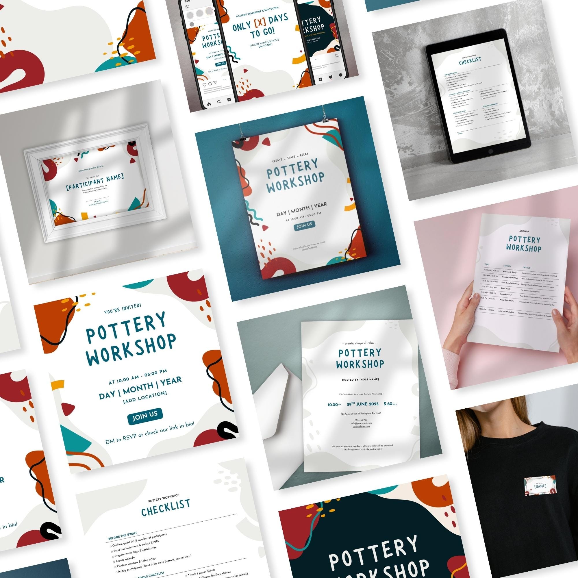 Pottery Workshop Canva Template Bundle – Printable Editable Designs for ...