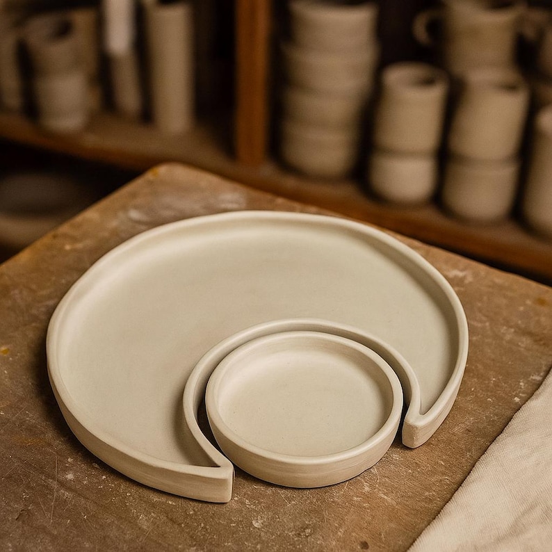 Big Platter Pottery Template: Chip & Dip – Round Serving Dish With Dip ...