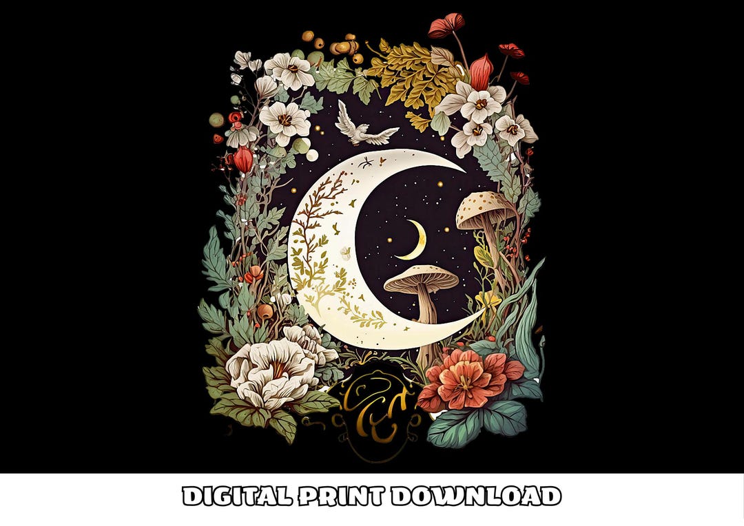 File PNG Mystical Crescent Moon Halloween Digital Art Surrounded by ...