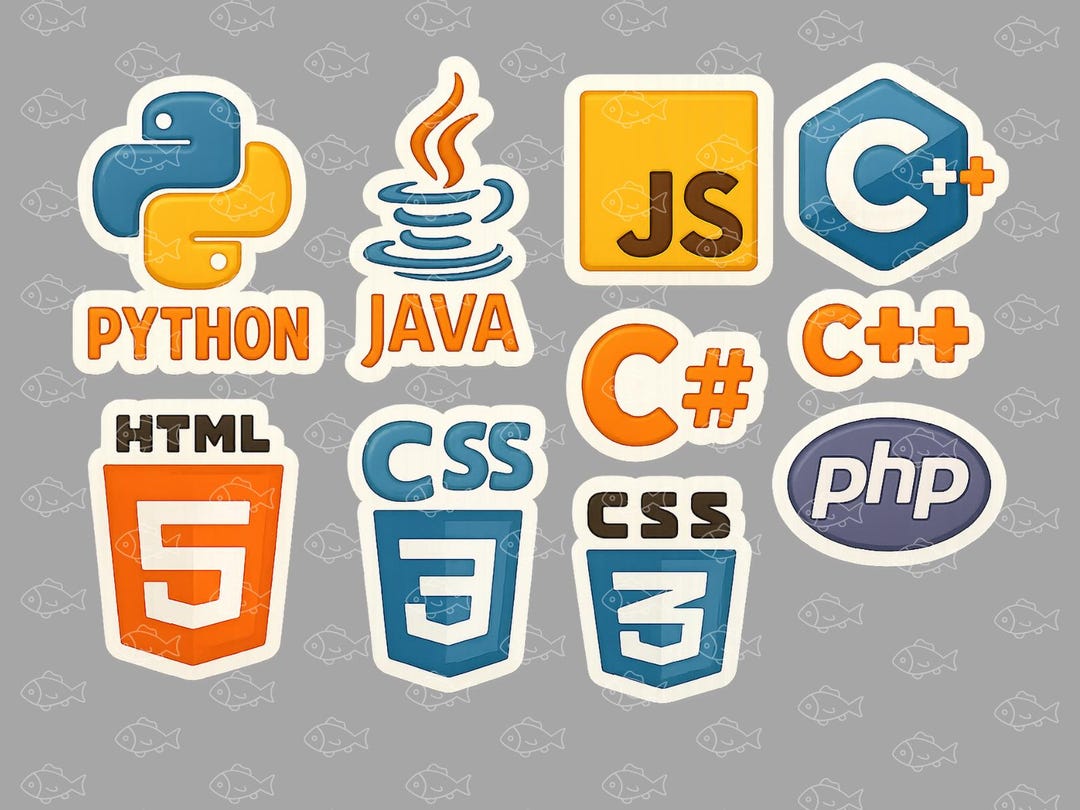 Printable Programming Sticker Sheet – 3D Vinyl-style Tech Language ...