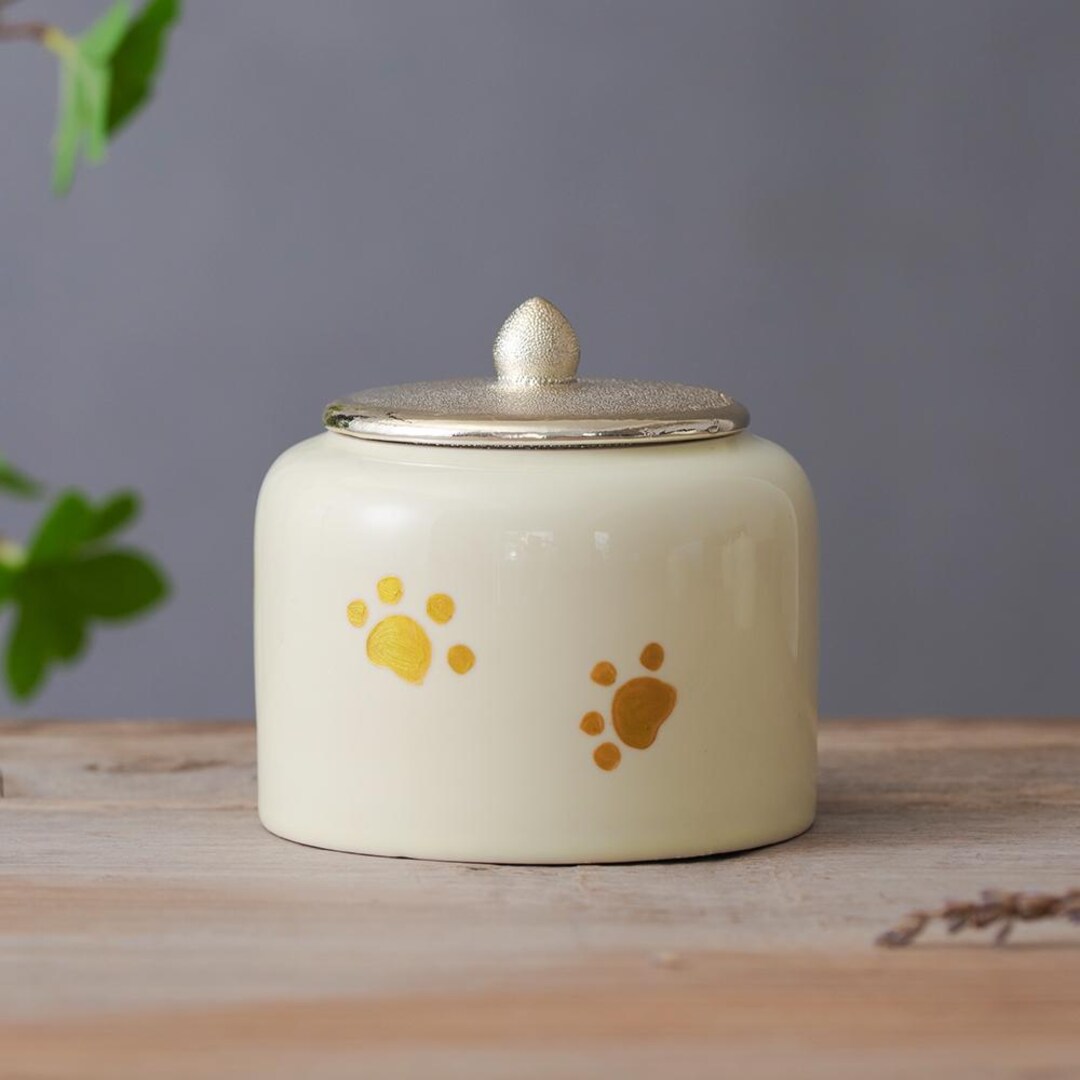 Hand Painted Pet Gold Paws Ceramic Pet Urn With Engraved Name ...