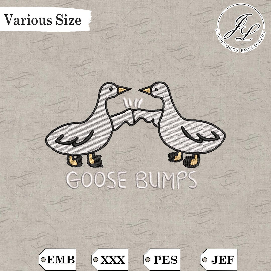 Goose Bump Goose Embroidery Design, Funny Animal Embroidery Design ...