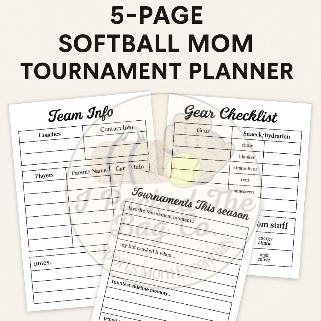Softball Mom Printable Planner | Game Day Checklist, Team Info ...