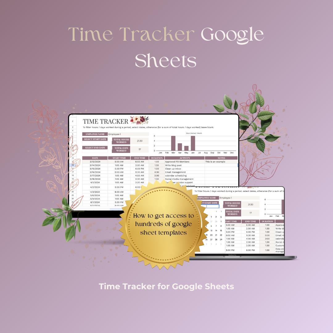 Time Tracker Google Sheets Template, Employee Time Management, Task Tracker, Productivity ...
