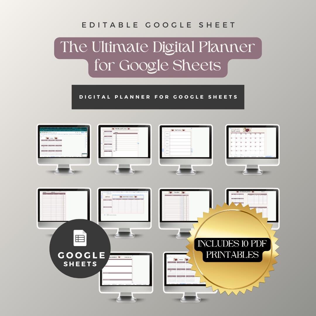 Digital Planner for Google Sheets, Year at a Glance, Daily Planner ...