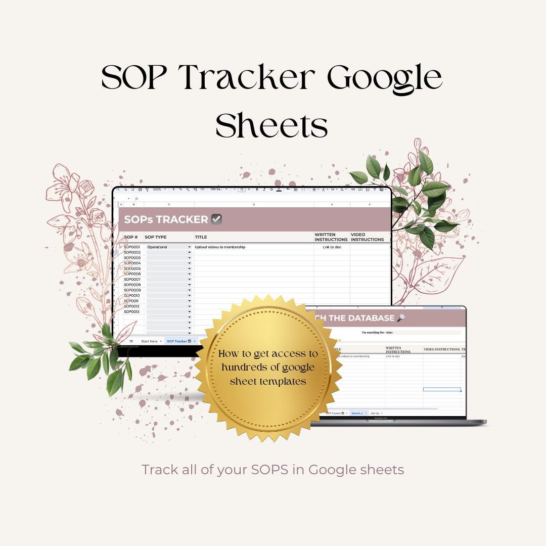 SOP Tracker for Google Sheets | Editable Templates for Business ...