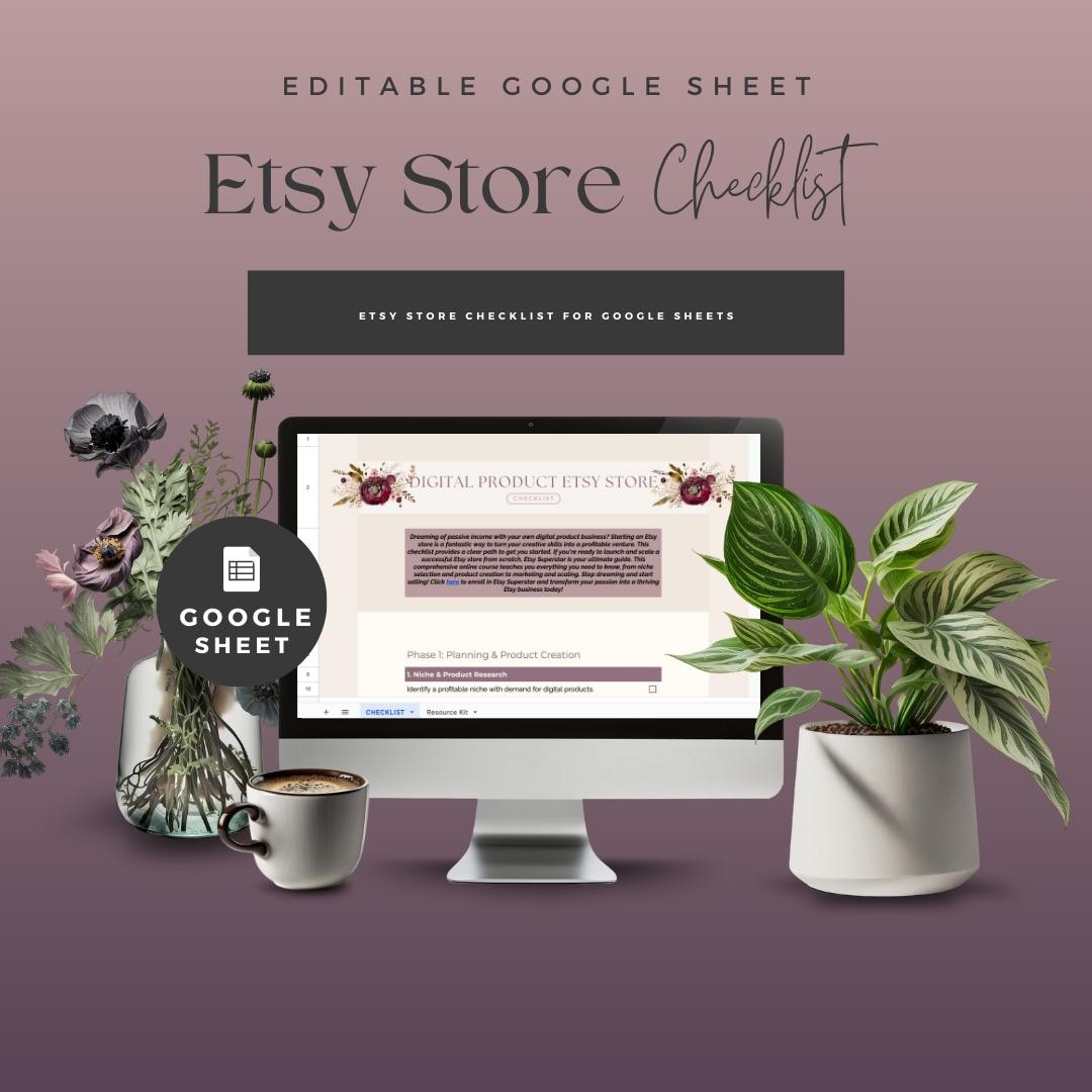 Etsy Store Checklist for Google Sheets | Etsy Checklist Template | Step ...