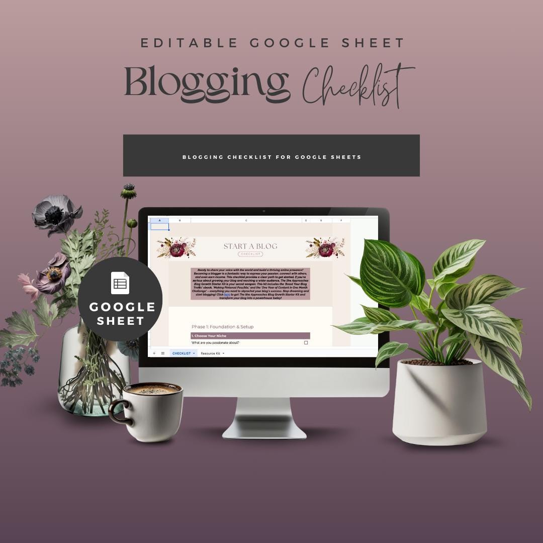 Blogging Checklist for Google Sheets | Blogging Checklist Template | Step by Step Checklist ...