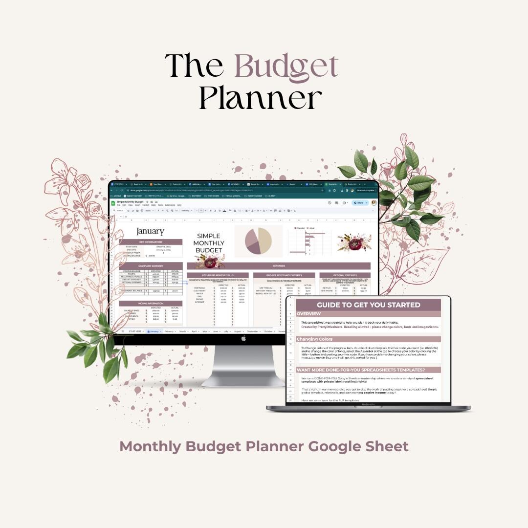Simple Budget Planner Google Sheets | Monthly Budget Spreadsheet ...