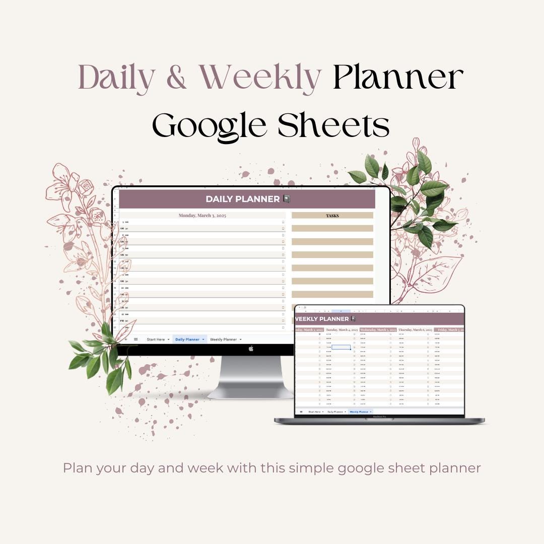 Daily Weekly Planner, Google Sheets, Task Tracker (digital Download) - Etsy