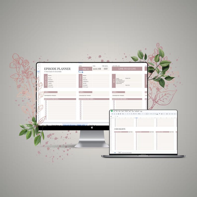 Podcast Planner Google Sheets Template, Episode Checklist (digital ...