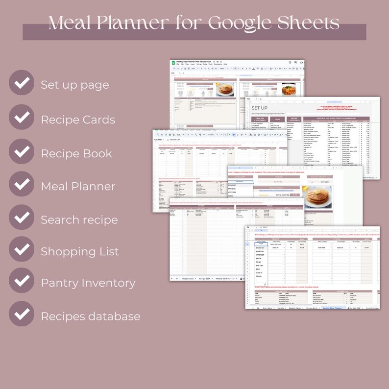Weekly Meal Planner Google Sheets, Digital Meal Prep Template, Grocery ...