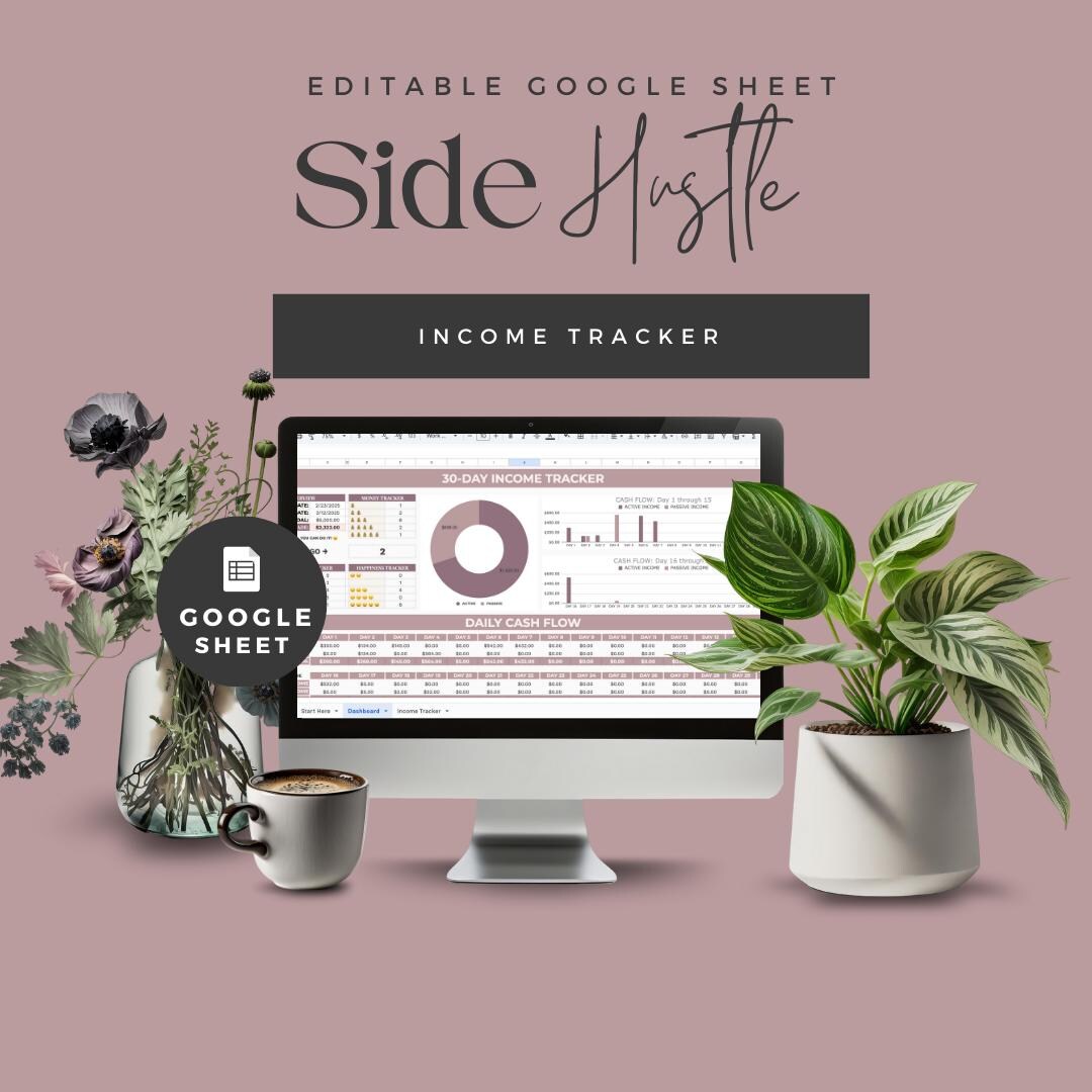 Side Hustle Google Sheet Template for Income Tracking, Business Planner ...