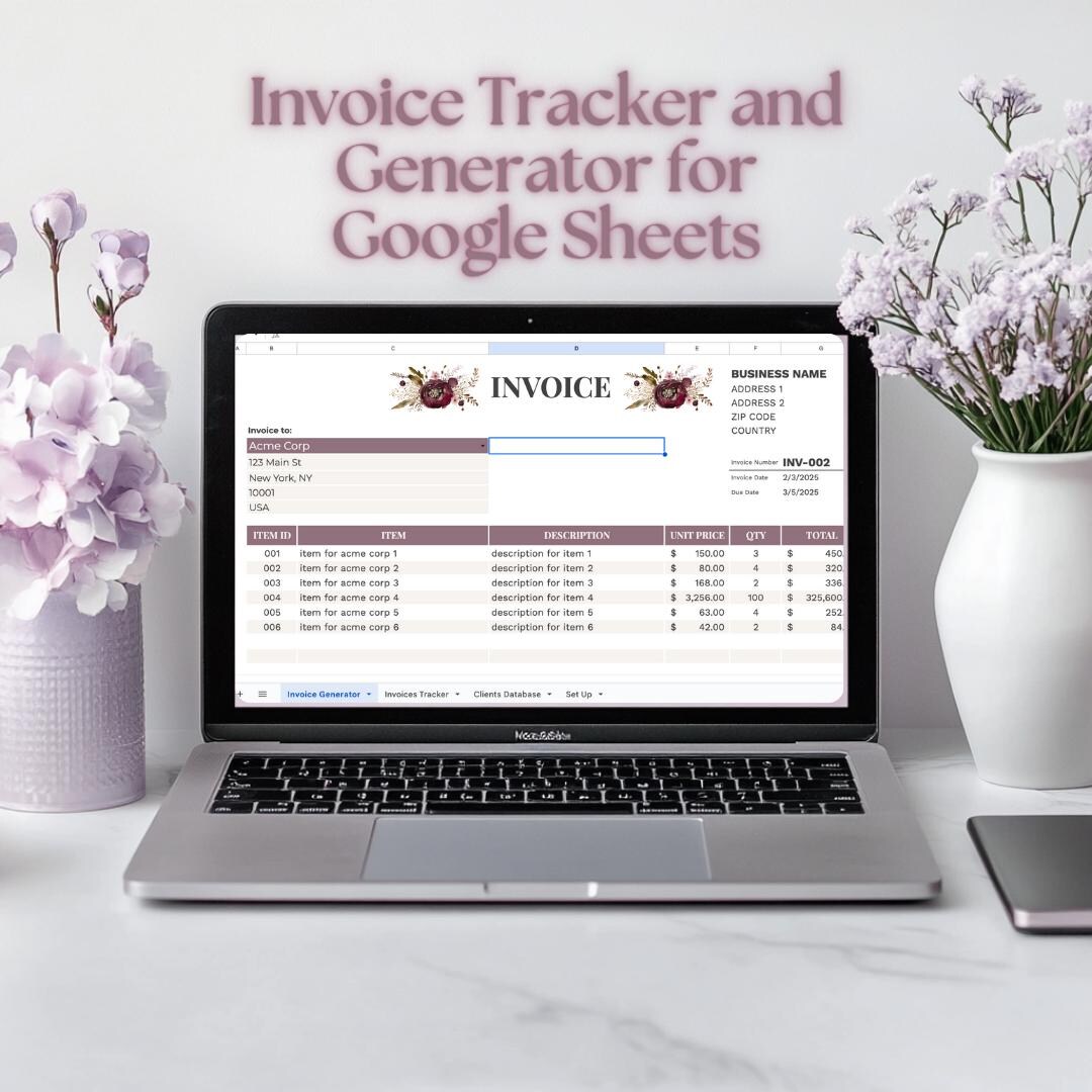 Invoice Tracker Google Sheets, Client Tracker Spreadsheet, Small ...