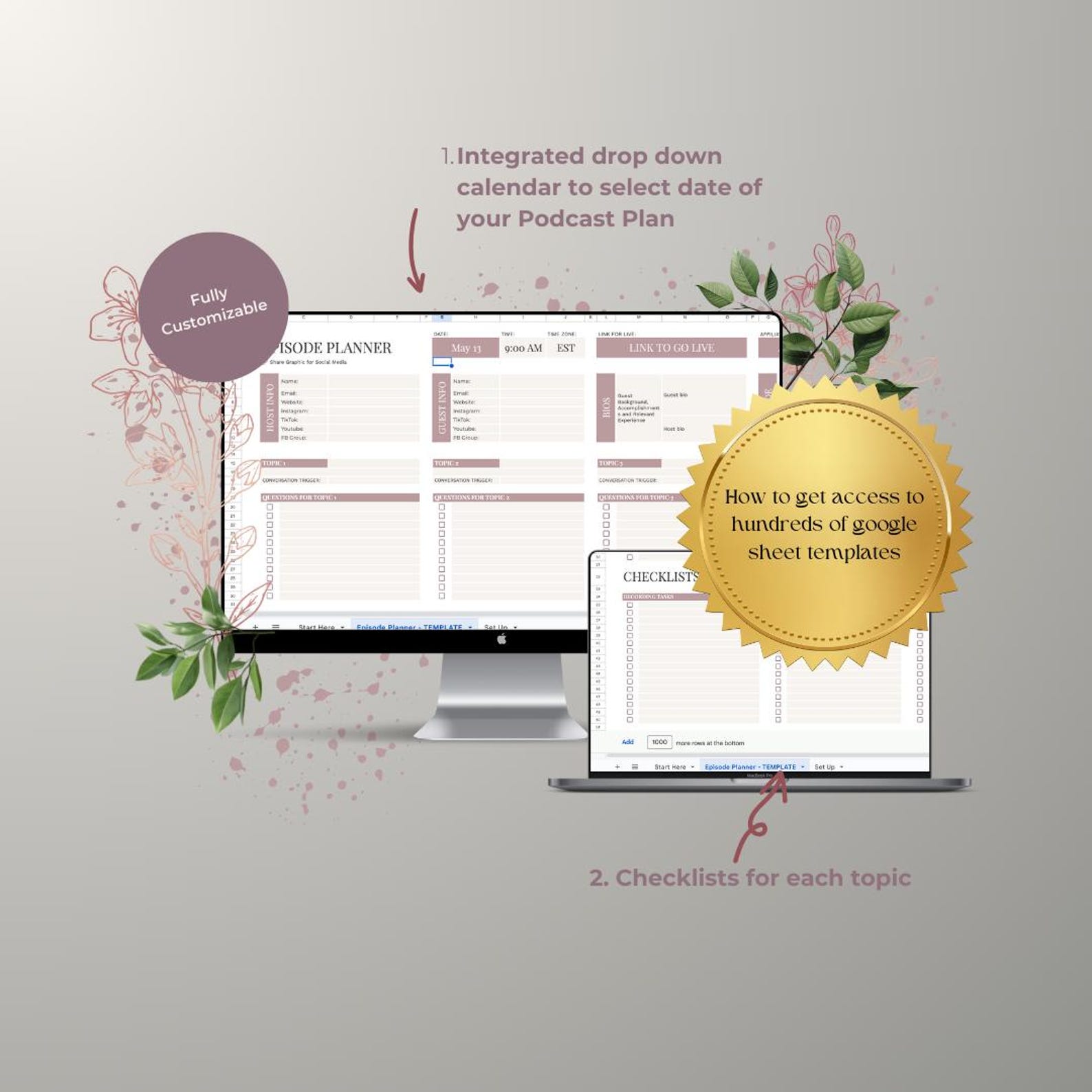 Podcast Planner Google Sheets Template, Episode Checklist (digital ...