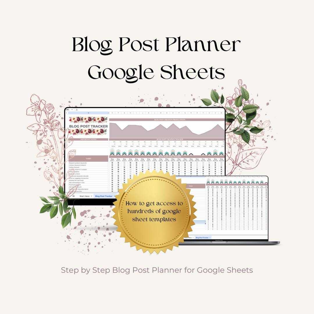 Blog Post Planner Google Sheets, Digital Blog Planner, Content Calendar ...