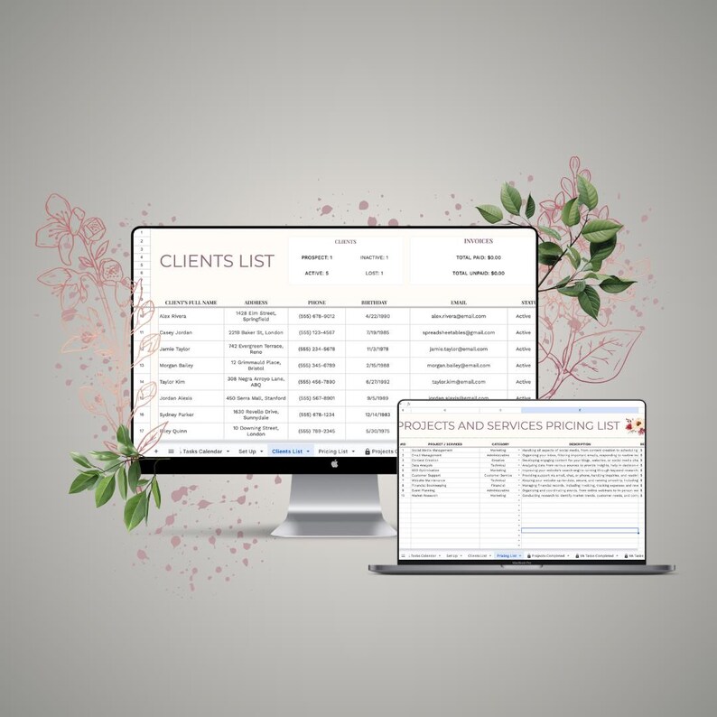Virtual Assistant Google Sheets Planner and Tracker | Client Management ...