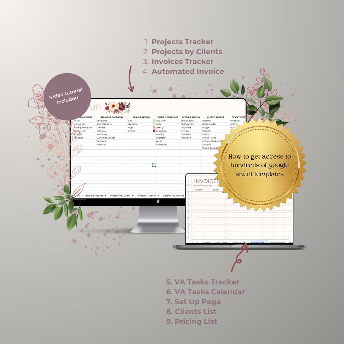 Virtual Assistant Google Sheets Planner and Tracker | Client Management ...