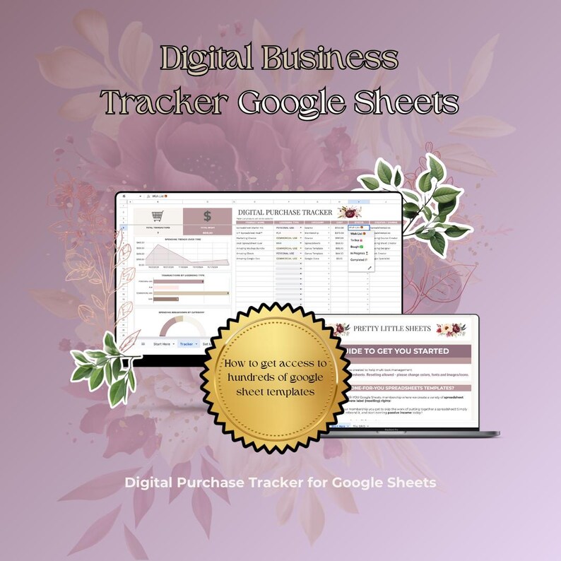 Digital Purchase Tracker Google Sheet, Instant Download Spreadsheet ...