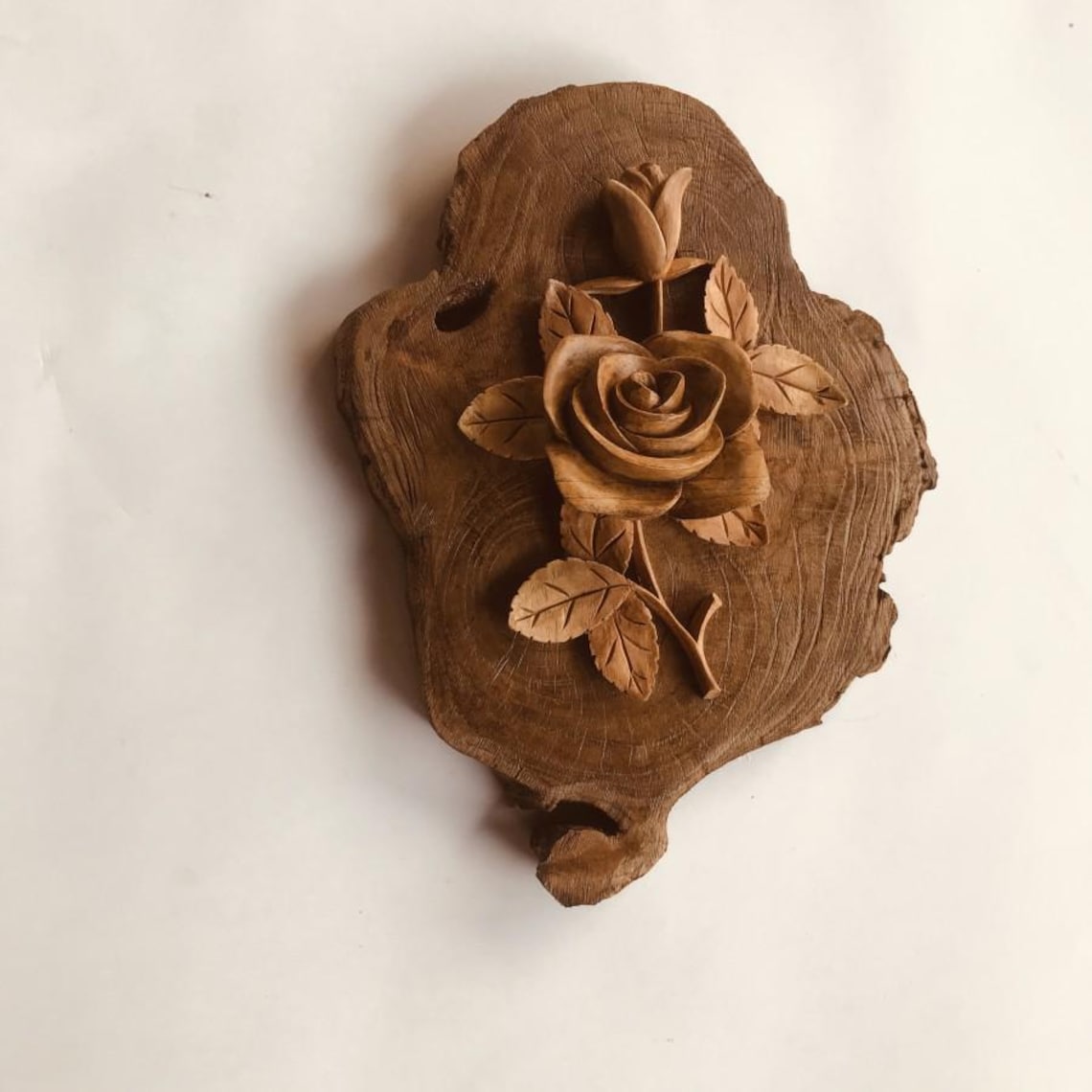 Hand-carved Rose Wood Wall Art – Natural Teak Log Sculpture - Etsy