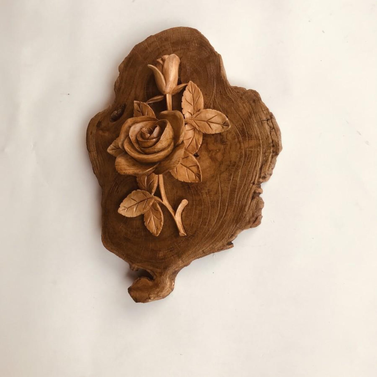 Hand-carved Rose Wood Wall Art – Natural Teak Log Sculpture - Etsy