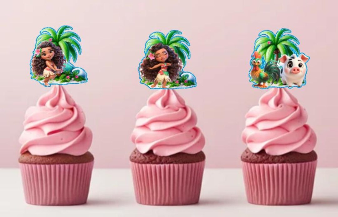 12 Cupcake Toppers, Moana, Birthday, Hawaiian - Etsy