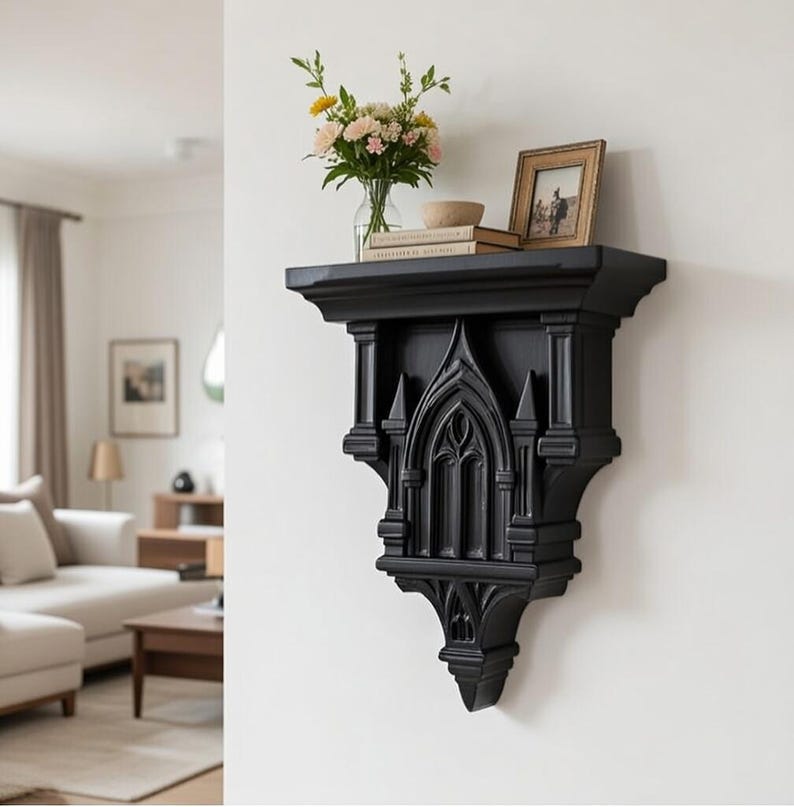 Gothic Wall Shelf STL File, Gothic Home Decors, 3D Print Model, Vintage ...